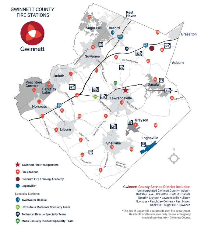 Gwinnett County Fire Stations Map – Gwinnett CFA